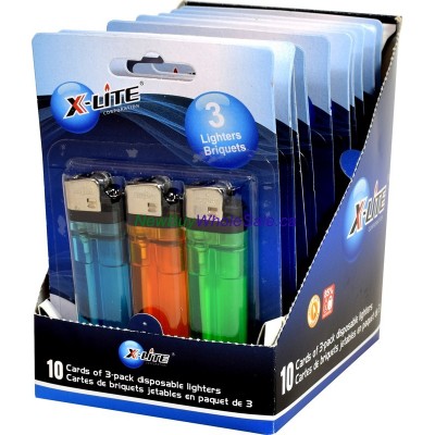 XLite Major Disposable Pocket Lighter Fixed Flame clear 3 pk lighters ...